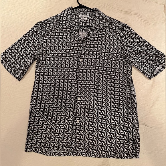 Zara | Shirts | Zara Mens White And Black Polyester Dress Shirt In Size ...